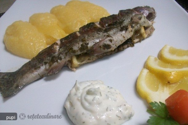 Pastrav cu Verdeturi la Gratar | Mancaruri cu peste | Reteteculinare.RO